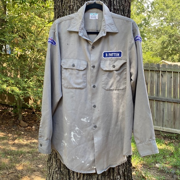 Vintage | Tops | Vintage Grey Delta Button Down Work Long Sleeve Top ...